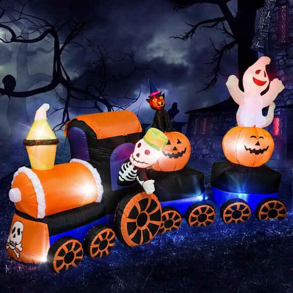 Holiday | 9 Feet Long Halloween Inflatable Skeleton Ride Train With ...